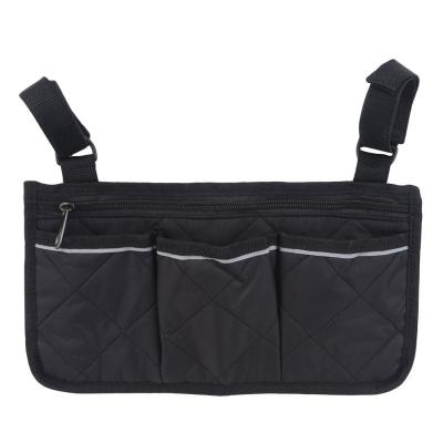 China Wheelchair Armrest Side Bag 32.5x18cm Polyester Storage Pouch with Cup Holder for Scooter Walker for sale
