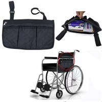 China Wheelchair Armrest Side Bag 32.5x18cm Polyester Storage Pouch with Cup Holder for Scooter Walker for sale