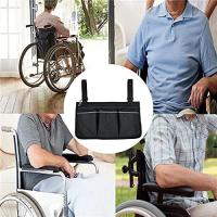 China Wheelchair Armrest Side Bag 32.5x18cm Polyester Storage Pouch with Cup Holder for Scooter Walker for sale