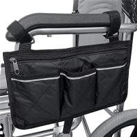 China Black Wheelchair Side Bag Armrest Storage Pouch 32.5x18cm Waterproof Polyester for Walker Scooter for sale