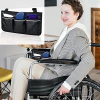 China Black Wheelchair Side Bag Armrest Storage Pouch 32.5x18cm Waterproof Polyester for Walker Scooter for sale