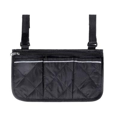 China Wheelchair Armrest Storage Bag with Cup Holder 32.5x18cm Polyester Side Organizer Pouch for Walkers Rollators for sale