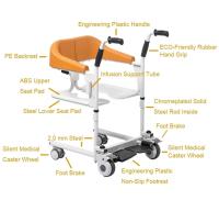 China KSMED KSM-206 Manual Patient Transfer Lift Chair Wheelchair Commode Shower 130kg Capacity for sale