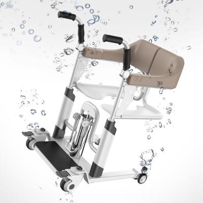 China Hydraulic Patient Transfer Lift Chair 150kg Capacity Manual Commode Toilet Wheelchair KSM-208 for sale