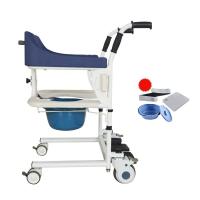 China Manual Patient Transfer Lift Chair 130kg Capacity Steel Iron Commode Wheelchair KSM-206 for sale