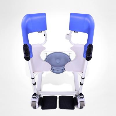 China Manual Patient Transfer Lift Chair KSM-206 130kg Capacity Wheelchair Commode Bath Chair for sale