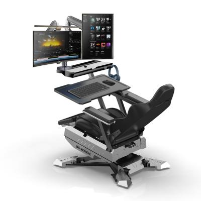 China Adjustable Motorized Gaming Cockpit with Dual Monitor Support 100V-240V 60W Ergonomic Office Chair for sale