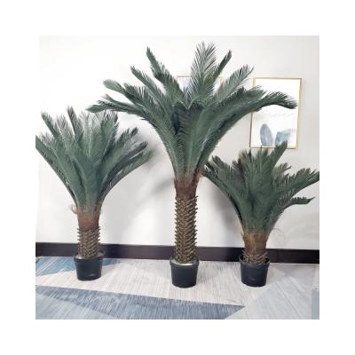 China Hot Sale Wholesale artificial green plastic plants potted Hawaii large size decoration palm tree bonsai For Indoor for sale