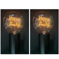 China LED Filament Bulb Happy Family Letter Bulb 0.2kg Unique Spiral LED Decorative Light for sale