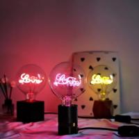 China LED Filament Bulb Happy Family Letter Bulb 0.2kg Unique Spiral LED Decorative Light for sale