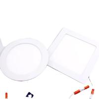 China Lifespan hours 15000 AC 85-265V 6W 12W 18W 24W Slim Round and Square LED Panel Light for sale