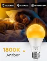 China 15000 Hours Lifespan AC Power Supply Blue Light Blocking A19 9W Dim Bulb for Kids Room for sale
