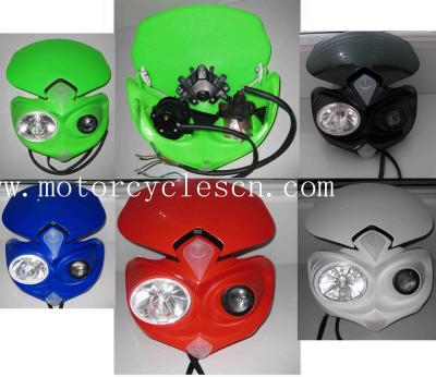 China Motorcycle motocross LED Grimace  headlight Bike Blue Red Yellow White for sale