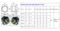 China Hexagon Steel Oil Sight Gauge 1/2 Inch BSP Thread Oil Level Indicator 10 Bar for sale