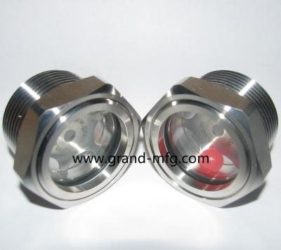 China High Pressure 1500PSI Sight Flow Window with Red Ball 1 1/2 NPT Oil Sight Glass Fluid Flow Gauge for sale