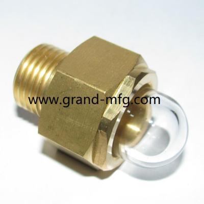 China Domed Brass Oil Sight Glass for Pump Gearboxes Compressors NPT UNC Metric Thread 5-10 Bar for sale