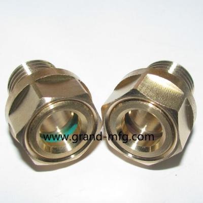 China Brass Oil Level Sight Glass Indicator 3/8 Inch NPT Thread for Vacuum Pump Compressor for sale