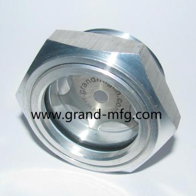 China Aluminum Oil Level Sight Glass M42x1.5 M42x2 Reducer with Viton O-Ring and SS304 Reflector for sale