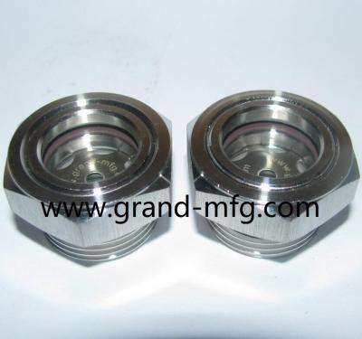 China Stainless Steel 316 BSP G1 Oil Level Sight Glass 5 Bar Pressure Gauge for Pumps Gearboxes for sale