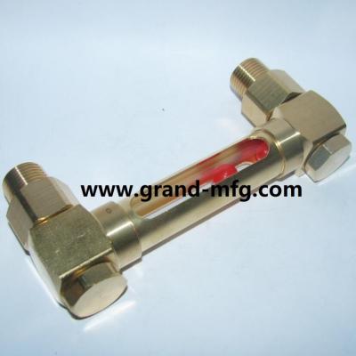 China Brass Oil Level Gauge with Real Glass Tube NPT BSP Thread 1/4 to 1 Inch 80-600mm Bolt Distance for sale