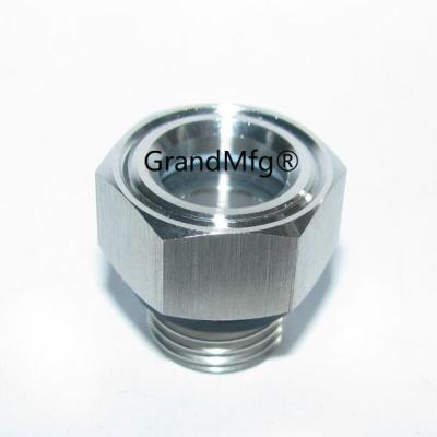 China Stainless Steel Bullseye Sight Glass 1/4 Inch MNPT Thread Borosilicate Glass Oil Level Plug Industrial for sale
