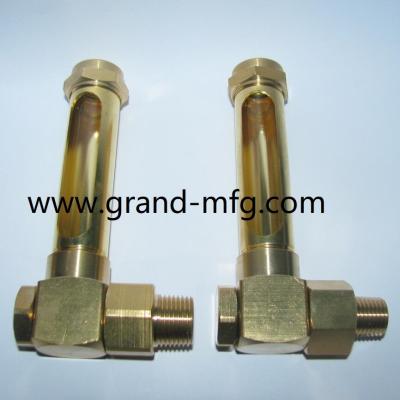 China Brass Oil Level Gauge with Real Glass Tube 1/2 to 2 Inch NPT BSP Metric Threads for sale