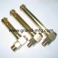 China Brass Oil Level Gauge with Quartz Glass Tube NPT BSP Thread 1/4 to 1 Inch 80-600mm Bolt Distance for sale