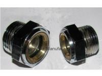 China 1-1/4 NPT Male Thread Steel Oil Sight Glass Hexagon Head Nickel Plated Natural Glass for sale