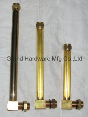China Brass Oil Level Indicator with Glass Tube 1/2 Inch BSP Thread Level Gauge for sale