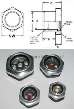China Aluminum Oil Sights M16 to M60 Metric Thread for Visual Flow Liquid Inspection for sale