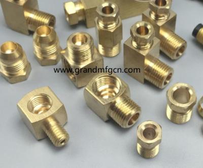 China Custom Brass CNC Machined Elbow Connector Fittings Male Female NPT BSP Metric Thread 1/4 for sale