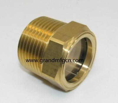 China Brass Oil Level Sight Glass NPT 1 1/4 to 2 Inch with Reflector Industrial Grade for sale