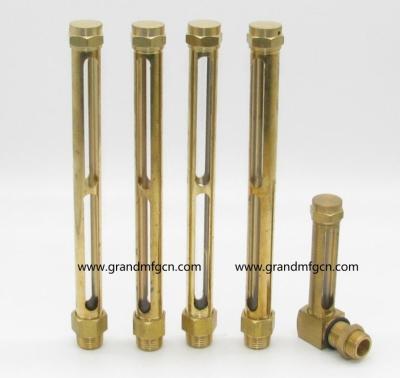 China 1/4 Inch Male NPT Brass Oil Sight Glass Level Gauge with Quartz Glass Tube for sale