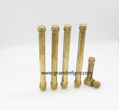 China Custom Male NPT Thread 3/4 Natural Brass Oil Sight Glass Level Gauge with Quartz Glass Tube for sale