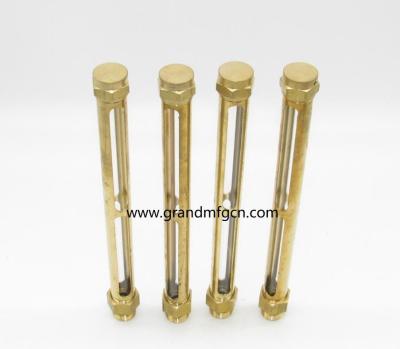 China Brass Oil Level Gauge with Tubular Quartz Glass Tube Male G Thread 1/4 to 1 Inch High Pressure for sale
