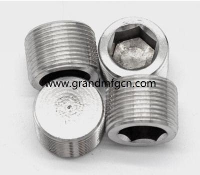 China Stainless Steel 304 Countersunk Hexagon Plug Male Thread 1/4 to 1 Inch BSP NPT Hydraulic Pipe Plug for sale