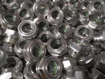 China Aluminum Oil Level Sight Glass G1/2 Hexagon Screw-in Tempered Glass 25mm for sale