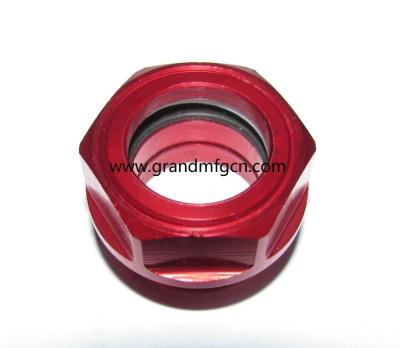 China Aluminum 6061 Oil Sight Glass G1/2 Thread Fluid Level Gauge with Milled Head 10 Bar for sale