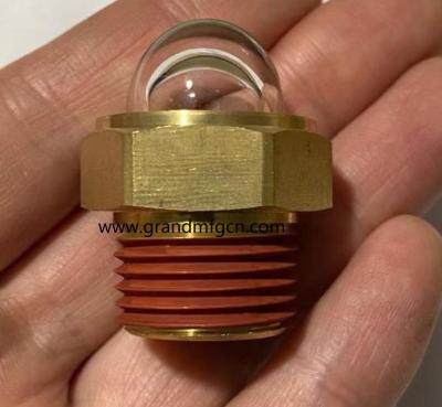 China Brass Oil Level Sight Glass 3/8 NPT Thread Hex Screw-In for Pump Gearboxes Compressors for sale