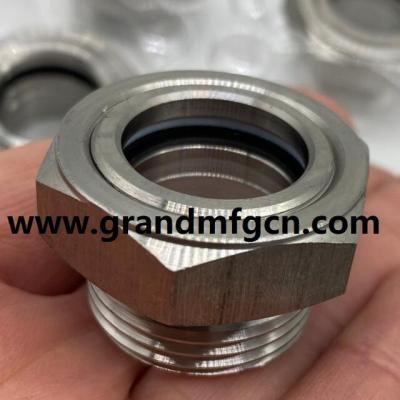 China SS304 Sight Glass Oil Sight Window M27x1.5 Male Thread for Vacuum Chemical Food Processing for sale