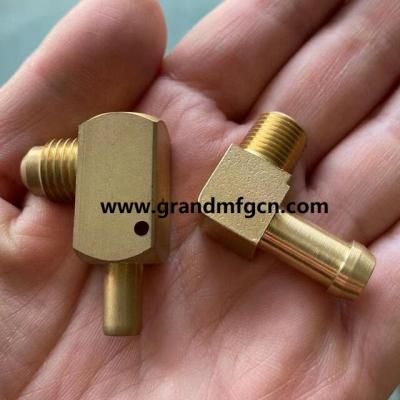 China Custom Precision Brass Machined Parts CNC Turned Elbow Thread Connectors 0.01mm Tolerance for sale