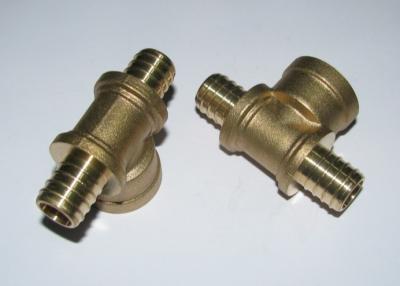 China Custom Precision Brass Machined Parts CNC Turned Tee Thread Connectors 0.01mm Tolerance for sale