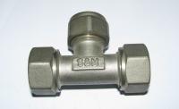 China Custom Precision Brass Machined Parts CNC Turned Tee Thread Connectors 0.01mm Tolerance for sale