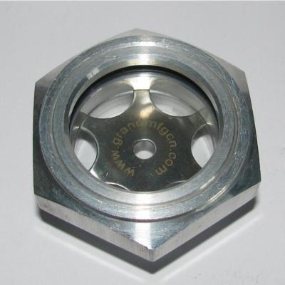 China Aluminum Oil Sight Window 1-1/4 BSP Thread Bull Eye Viewport for Gearboxes 5-10 Bar for sale