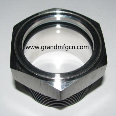 China Stainless Steel 304 BSP G1 1/2 Oil Level Sight Glass with Locking Nut for Compressor Gearbox for sale