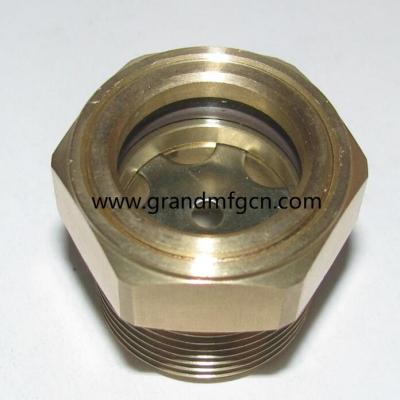 China Brass Oil Level Sight Gauge NPT 1 1/2 Inch Air Compressor with Tempered Glass for sale