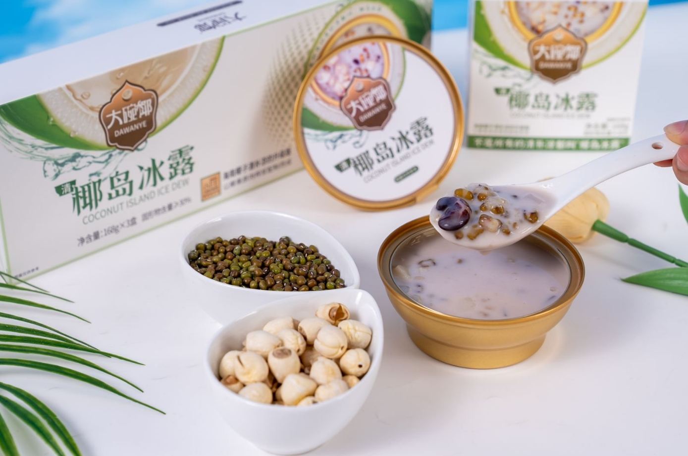 coconuts and traditional Chinese herbs used in functional health Drinks