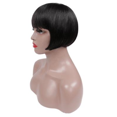 China 100% Straight Hair Wholesale Silky Straight BOB Wigs With Fringe for sale