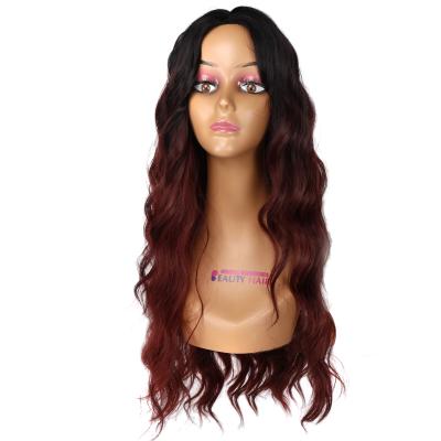China Glueless Natural Long Natural Heat Resistant Hairline Wave Hairline Synthetic Wigs for sale