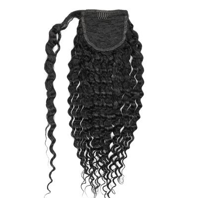 China New Trend 100% Virgin Silky Straight Wave Raw Curly Drawstring Ponytail Hair Extensions for sale